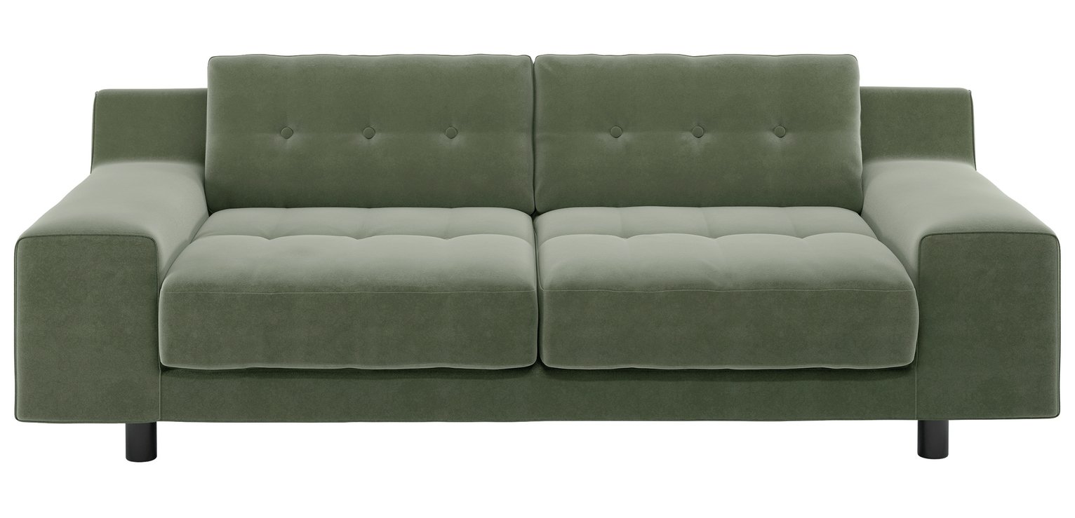 Habitat Hendricks Velvet 3 Seater Sofa Sage Green
